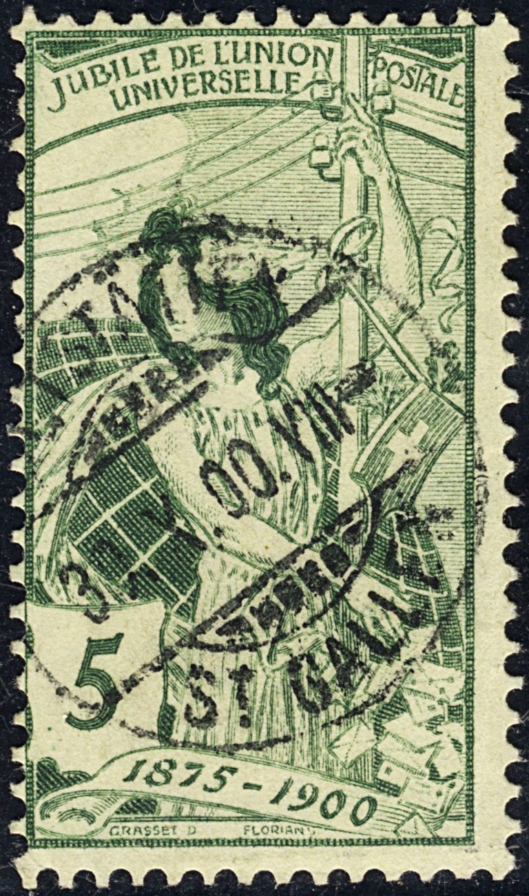Switzerland: 25th anniversary of Universal Postal Union – World Stamps ...